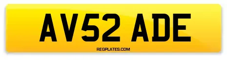 AV52 ADE Personalised Number Plate Reg Plates