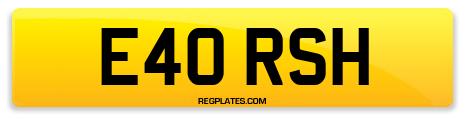 E40 RSH Personalised Number Plate Reg Plates