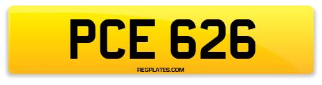 PCE 626 Personalised Number Plate Reg Plates