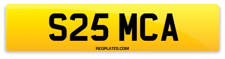 S25 MCA Personalised Number Plate Reg Plates